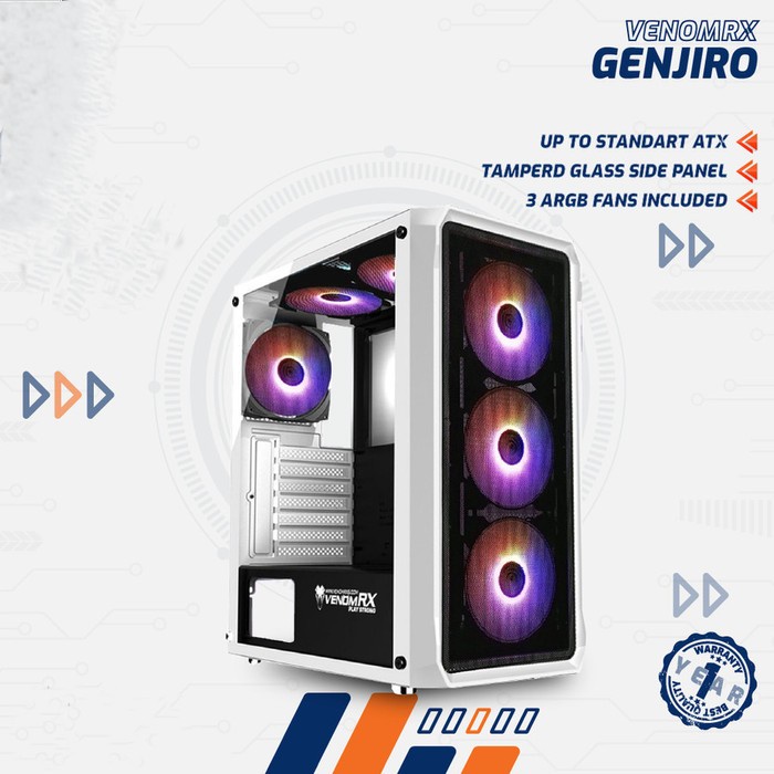 Jual VENOMRX Komputer VenomRX Casing PC Genjiro Mid Tower ATX Case +3 ...