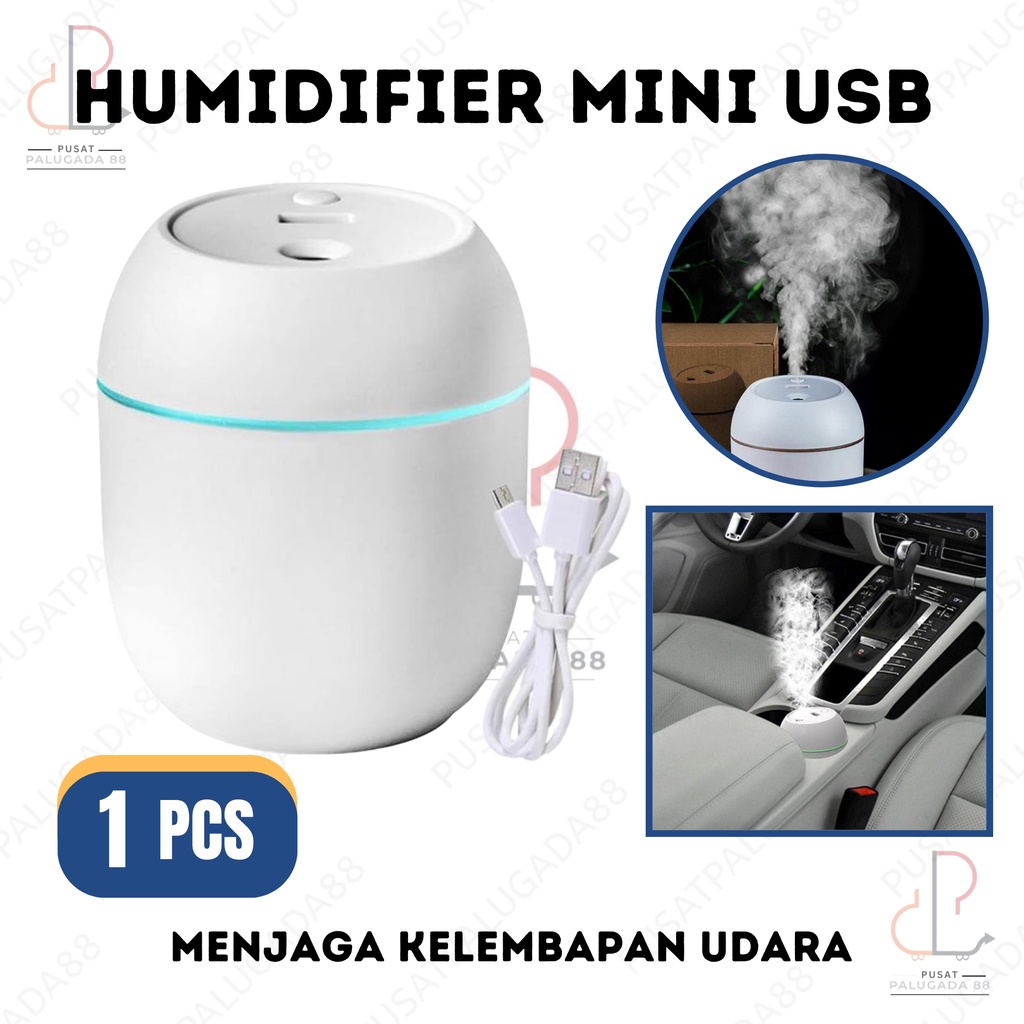 Jual Pelembab Udara USB Humidifer Mobil Ruangan Kamar Car Home Portable LED Mini Aromatherapy ...