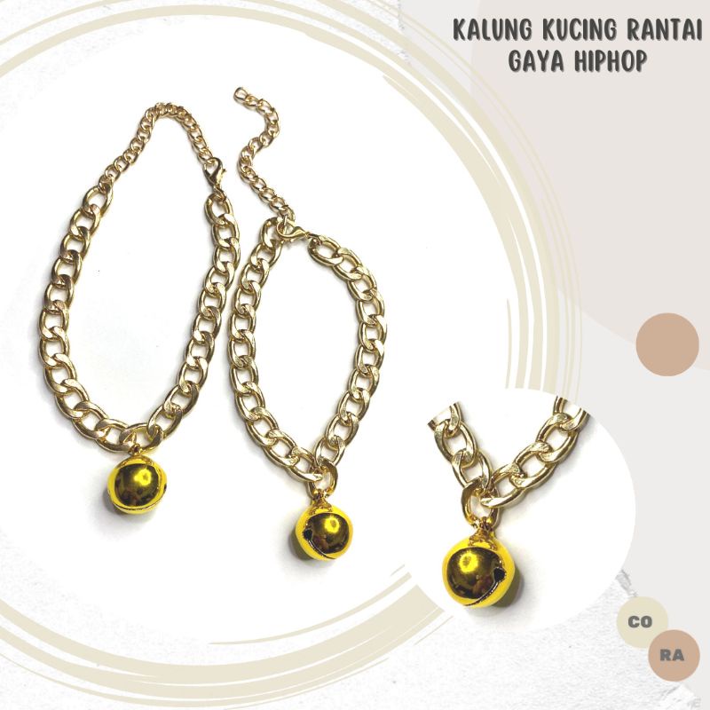 Jual kalung kucing rante besi mas dn silver anti karat dan 1Lonceng ...