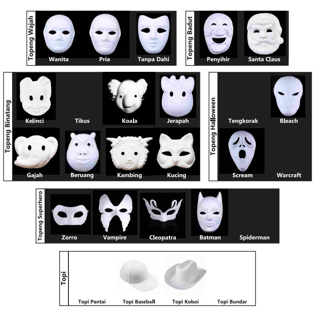 Jual V tec topeng wajah topi hero hallowen binatang - Topeng Lukis ...