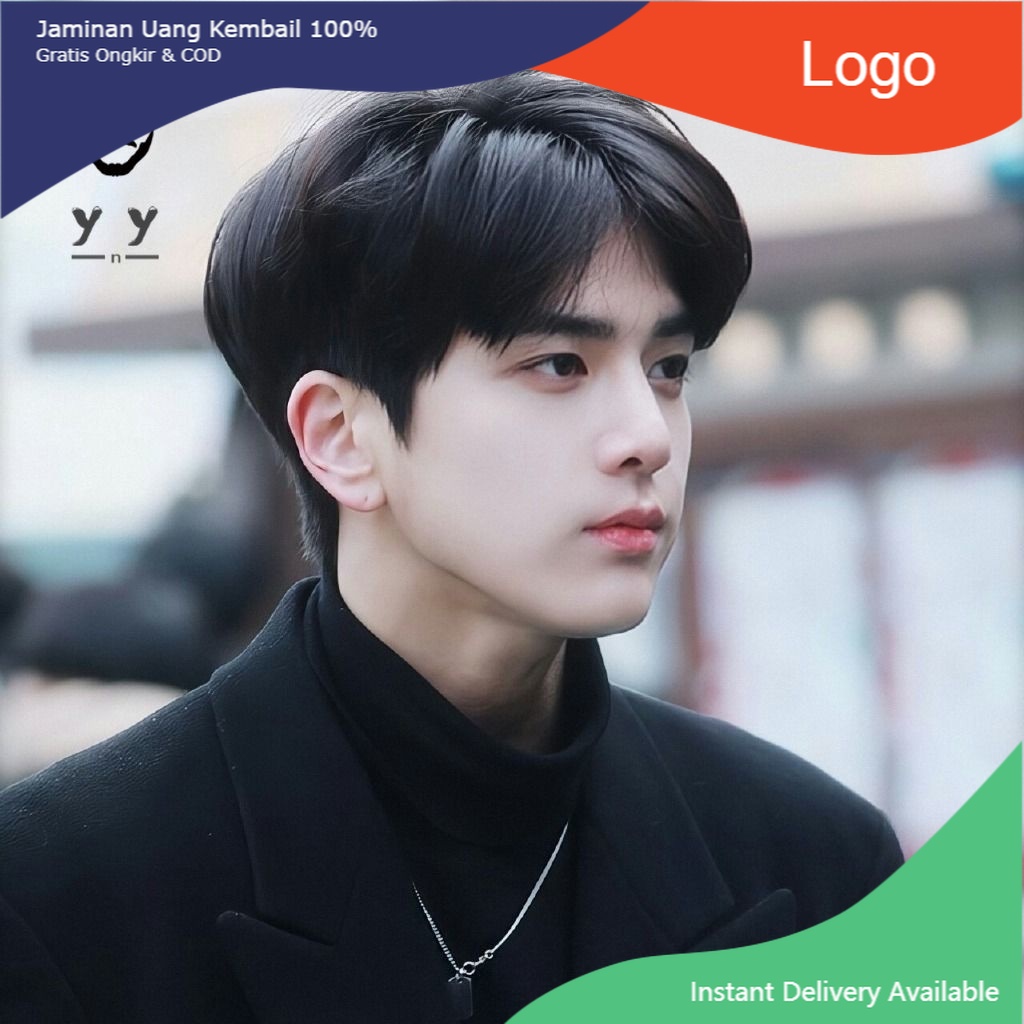 Jual 【Free shipping】 【Simulasi rambut manusia】Wig pria mid-point poni rambut pendek versi Korea ...