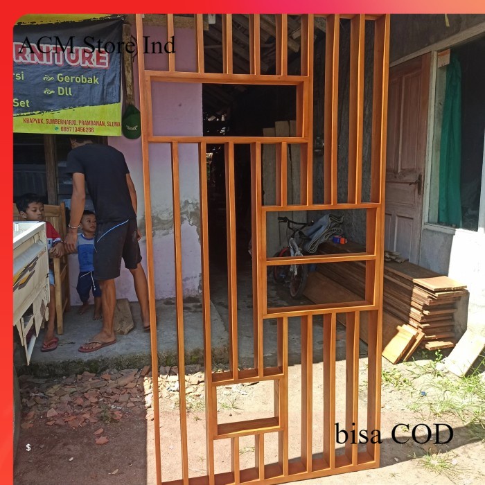 Jual Promo partisi ruangan sekat ruangan minimalis kayu solid 100x200 ...