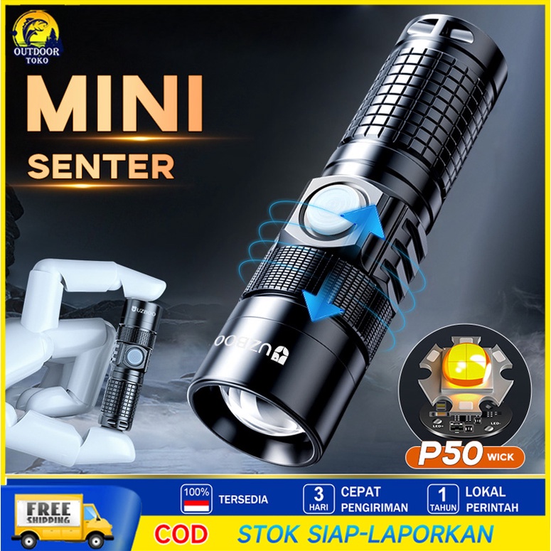 Jual Senter Super Mini Jarak Jauh 1000M Lampu Senter LED Senter Fokus Teleskopik Senter Isi ...