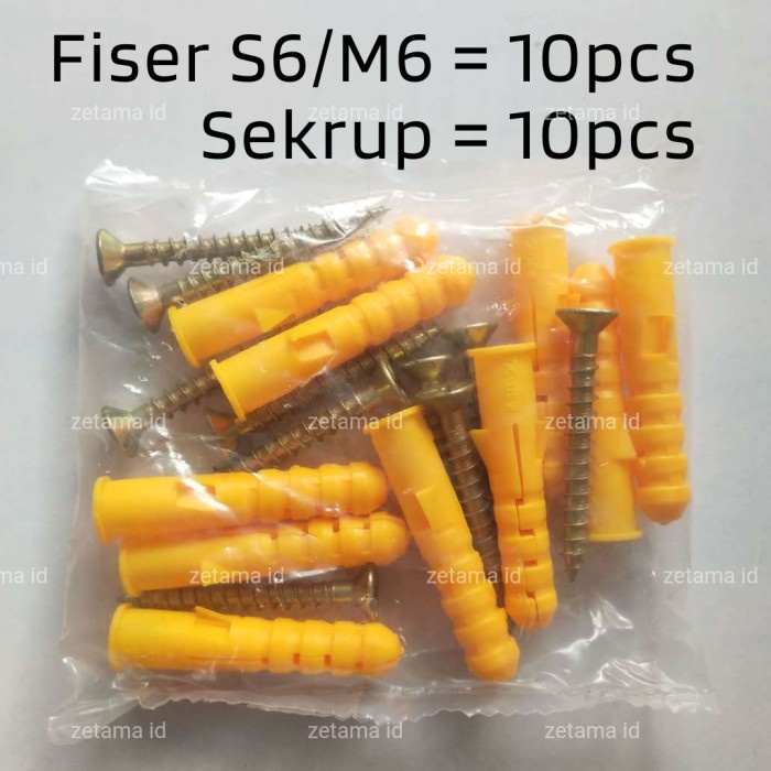 Jual Fiser S6 Sekrup Gantungan Tembok Fiser M6x30mm Kuning @10set | Shopee Indonesia