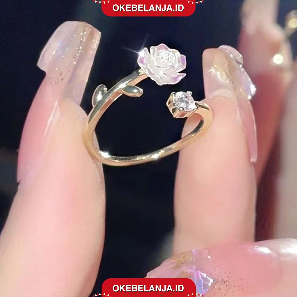 Jual COD - Cincin Bunga Mawar Putih Elegan Anti Karat White Rose Ring Aksesoris Wanita Korea ...