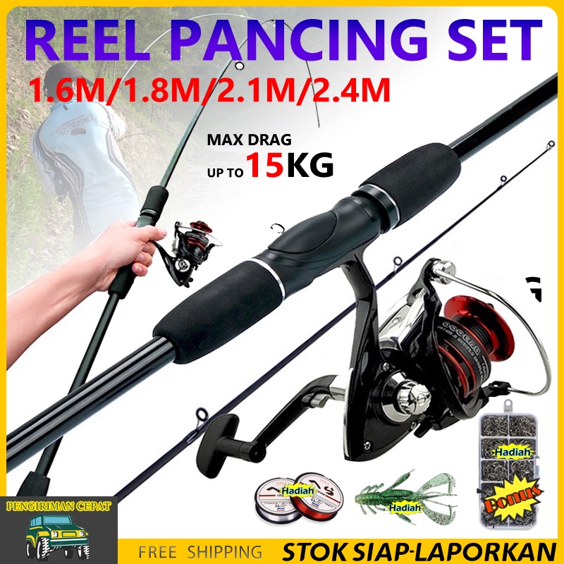 Jual Joran Pancing Set 1.6M 1.8M 2.1M 2.4M Fishing Rod And BA1000-6000 Spinning Fishing Reel ...
