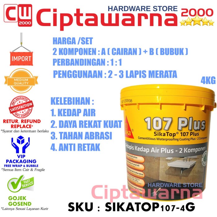 Jual Sikatop 107 Semen Lapis Kedap air Waterproof 4kg Dak Wc lantai ...