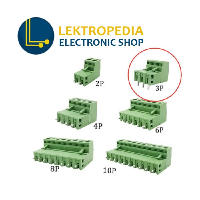 Jual Terminal Blok 3p 3 pin 5.08mm Plugable Connector Konektor Hijau ...