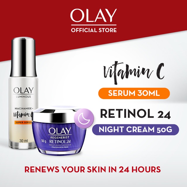 Jual Olay Set Lengkap Luminous Vitamin C Serum Pagi & Retinol 24 ...