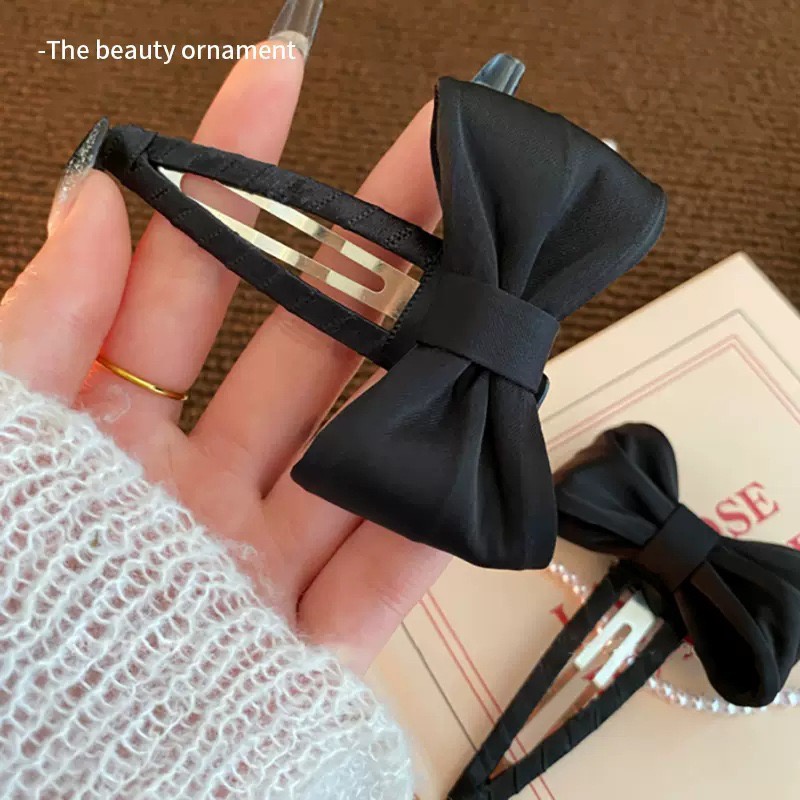 Jual Town Shell - Simple Black Bow Korean Hair Clip / Jepit Rambut ...