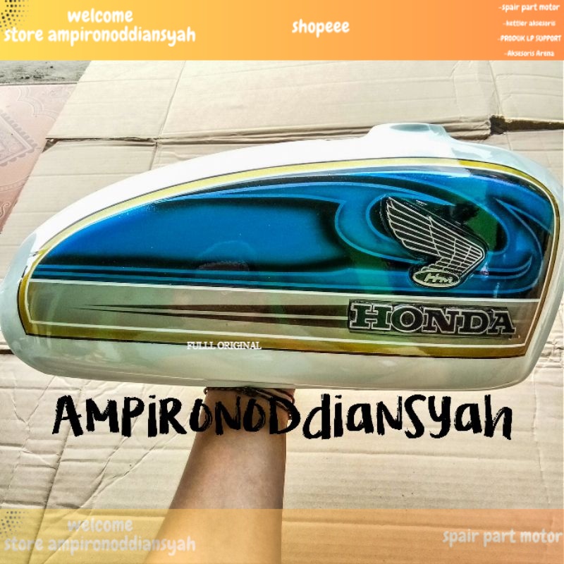 Jual tangki honda cb 100 honda cb tangki press tangki grafis putih ...