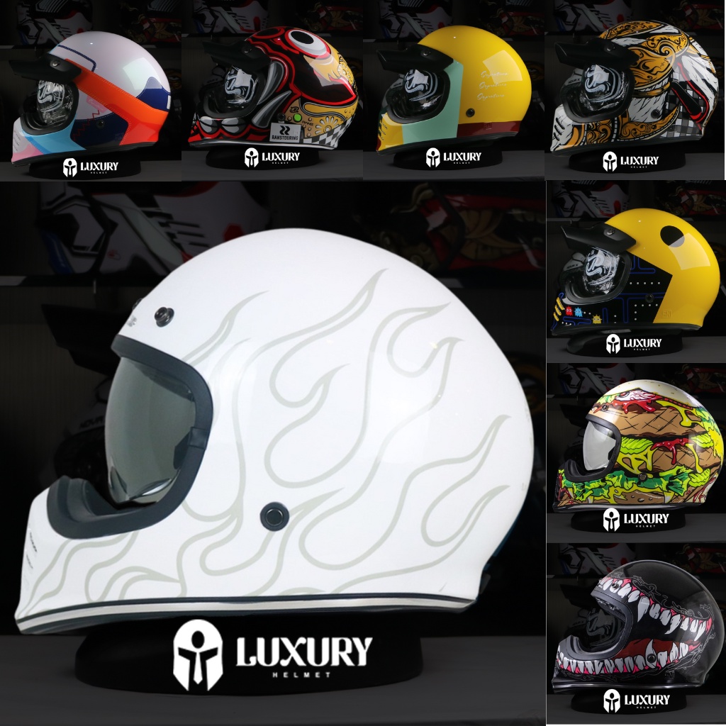Jual Helm Cakil Fullface JP Retro Signature Motif | Shopee Indonesia