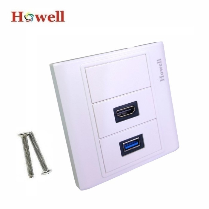 Jual Howell Wall Face Plate / Outlat Socket USB + HDMI. Howell Wall ...