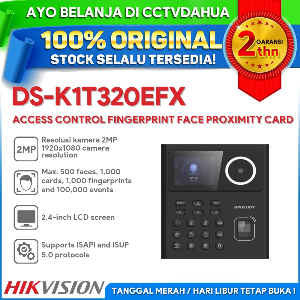 Jual HIKVISION DS-K1T320EFX ACCESS CONTROL FINGERPRINT FACE PROXIMITY ...