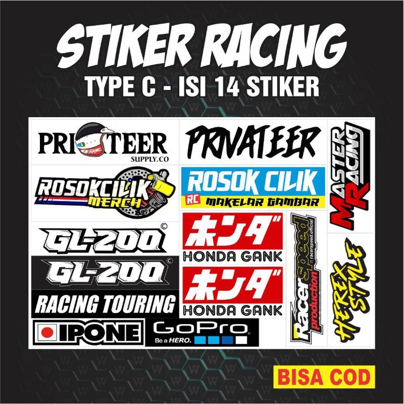 Jual Stiker Racing per pack isi 24, 22, 21 Tahan air | Shopee Indonesia