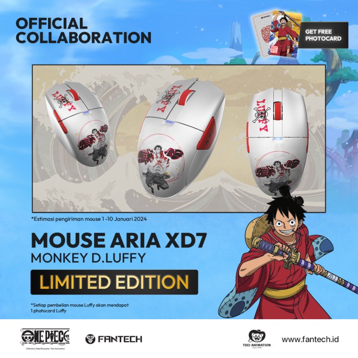Jual Fantech Aria XD7 One Piece Monkey D Luffy Mouse Gaming Wireless ...