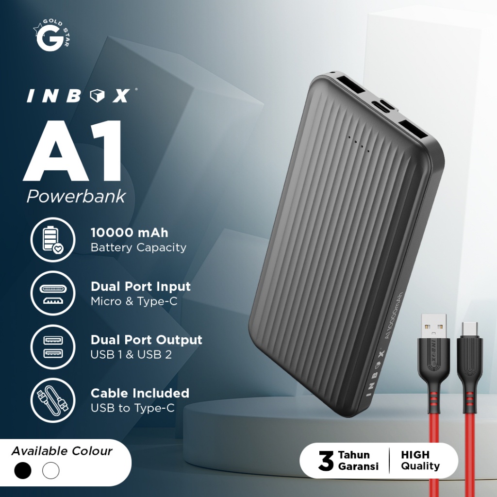 Jual Inbox A1 Powerbank 10000mAh Dual Output USB Port Dual Input Micro ...