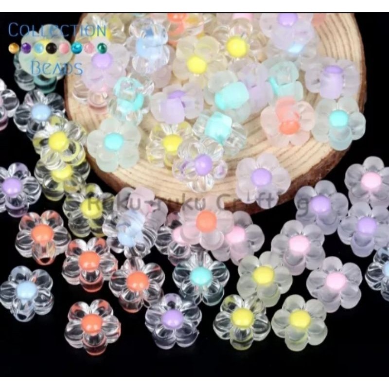 Jual READY !!! Mote Bunga Isi Manik Isi Mote Bening Warna Doff Bahan ...