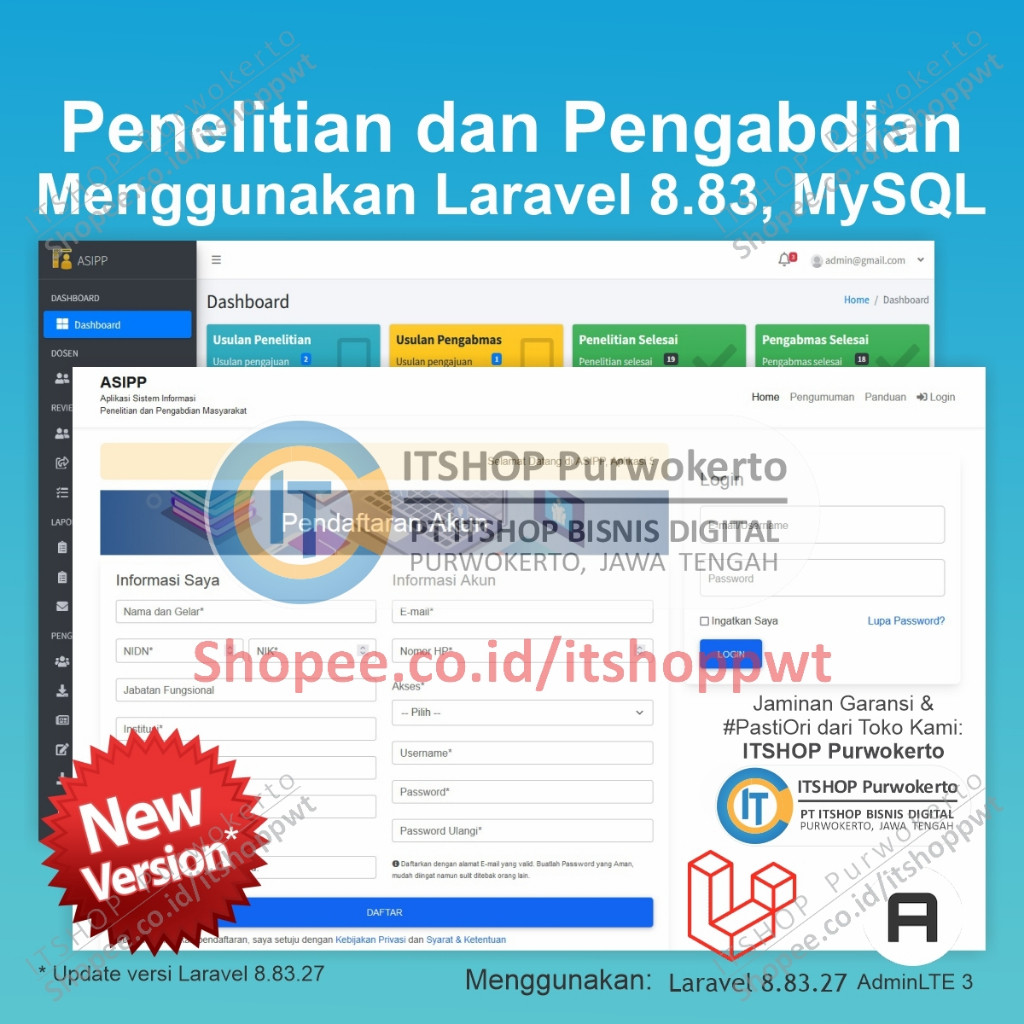 Jual Source Code Laravel Aplikasi Web Sistem Informasi Penelitian Pengabdian Masyarakat | Shopee ...