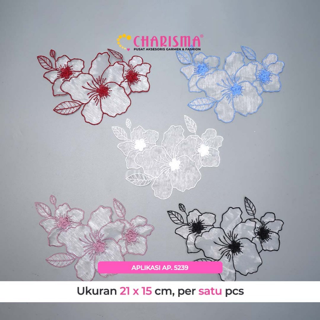 Jual Charisma Aplikasi Bunga Organza C.AP 5239 - Aplikasi Bordir Bunga / Lebar 21cm / Harga Per ...