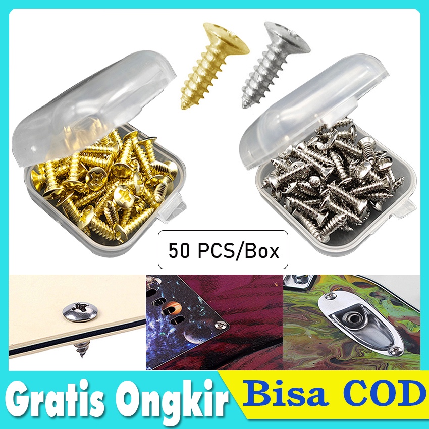 Jual 50pcs/set Pickguard Gitar & Bass Sekrup Emas Luthier Alat Diy ...