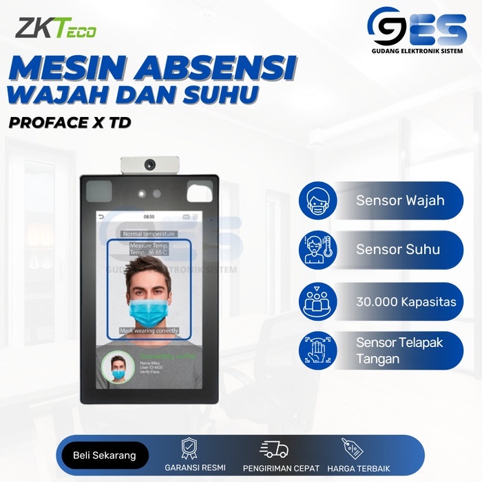 Jual Mesin Absensi Wajah Dan Suhu ZKTeco PROFACE X TD Bisa Akses Kontrol Pintu | Shopee Indonesia