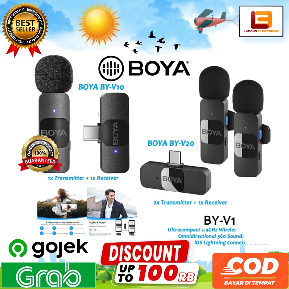 Jual Boya BY-V10/V20 Ultracompact 2.4Ghz Wireless Microphone for Smartphone | Shopee Indonesia