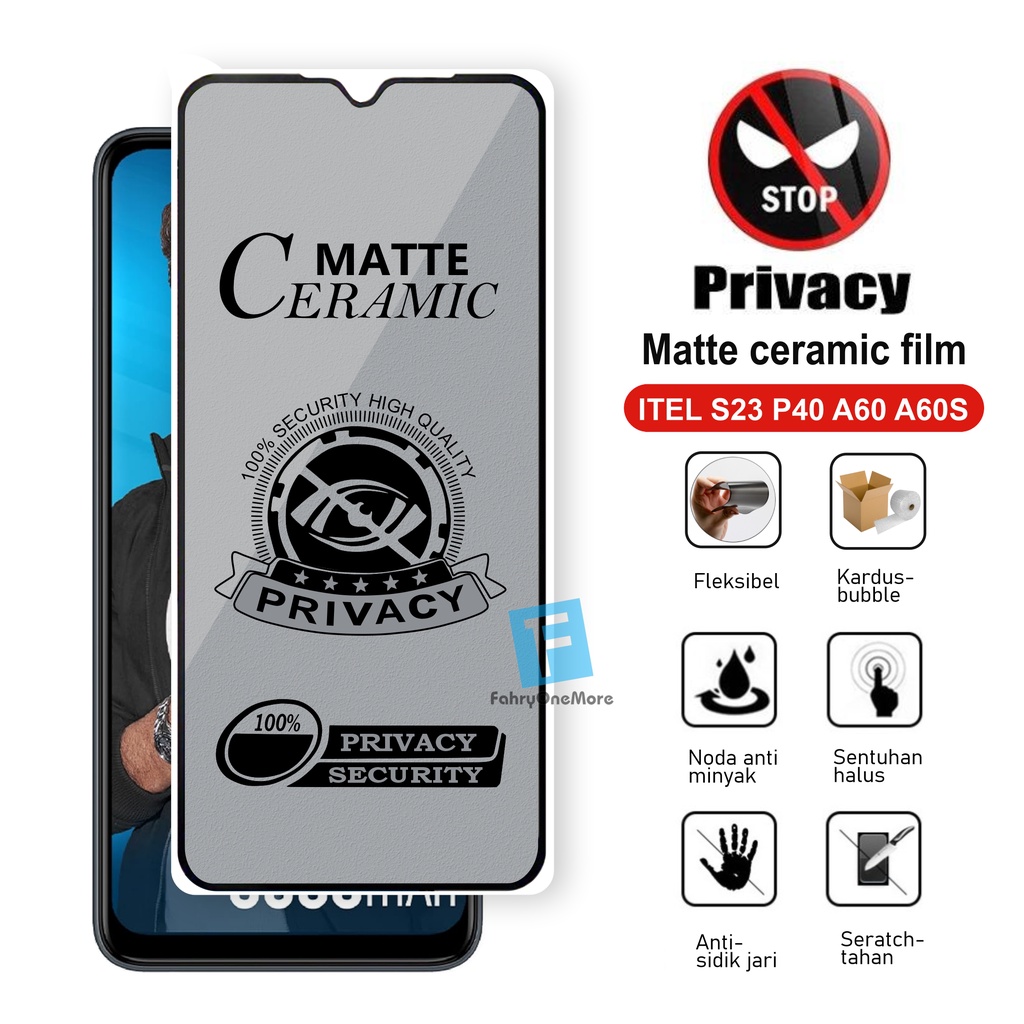 Jual Tempered Glass Itel P40 A60s A60 Layar Ceramic Matte Anti Spy Full Handphone | Shopee Indonesia