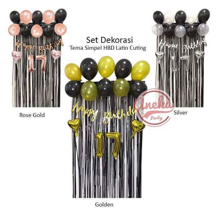 Jual Paket Dekorasi HBD Banner Latin / Simpel Dekorasi HBD Elegan / Set ...