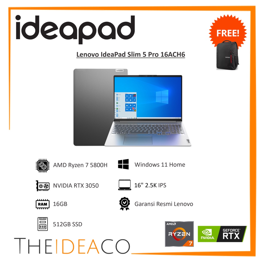 Jual Lenovo IdeaPad Slim 5 Pro KYID Ryzen 7 5800H 16GB 512GB SSD RTX ...
