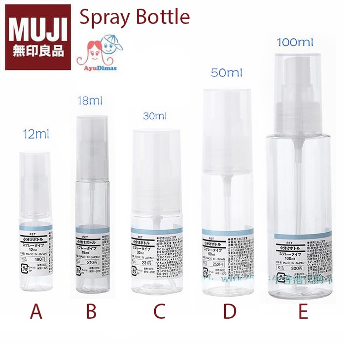 Jual OKESTORE MUJI - PET Spray Travel Bottle - Botol penyimpanan - AAA | Shopee Indonesia