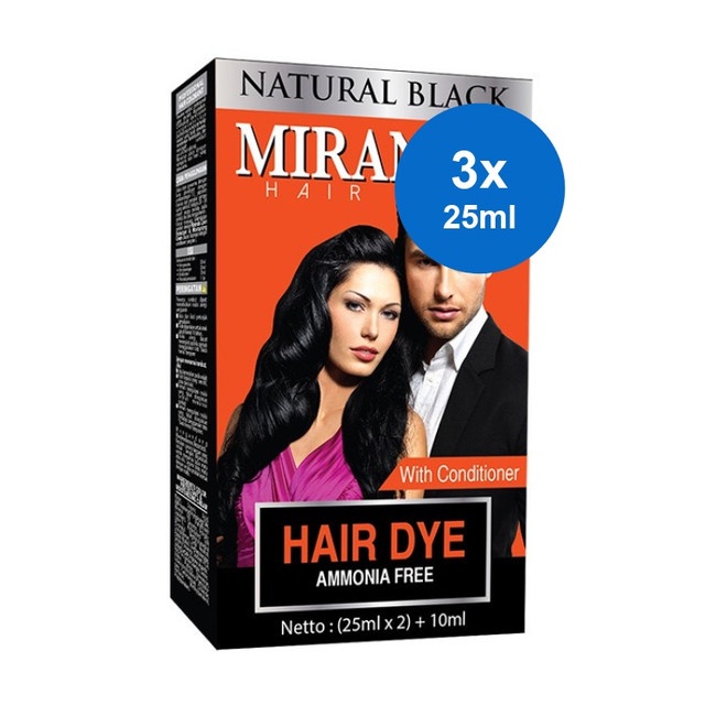 Jual Miranda Cat Rambut Natural Black 25 mL x 3 | Shopee Indonesia