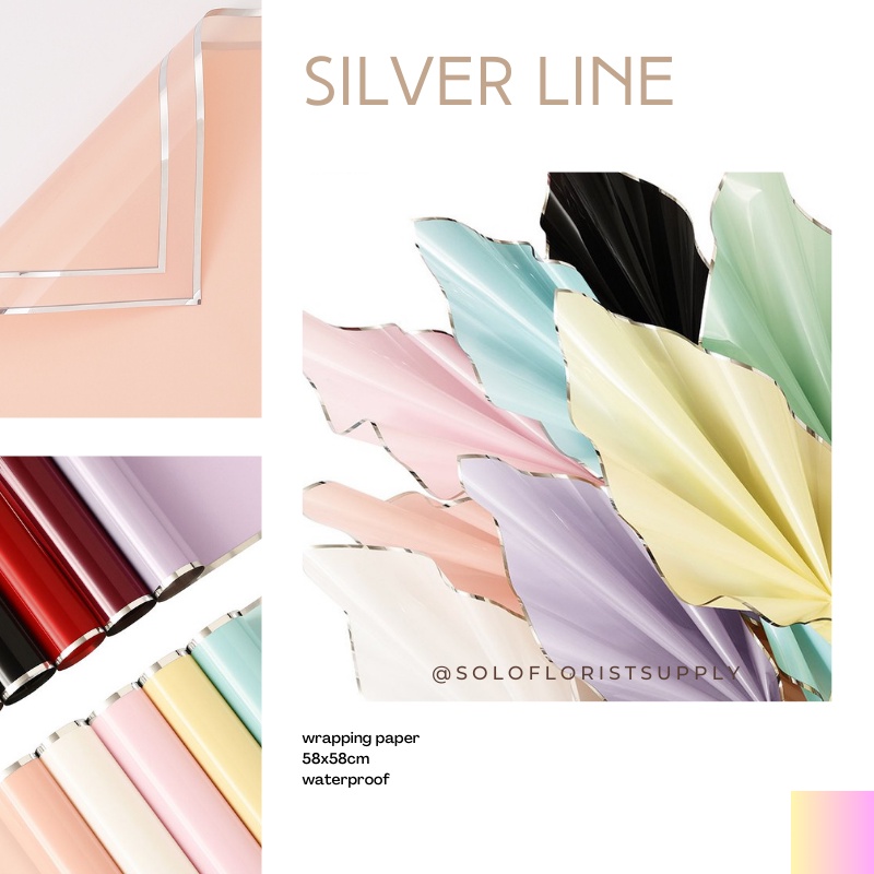 Jual SILVER LINE GOLD LINE FLOWER WRAPPING TRANSPARENT CELLOPHANE ...