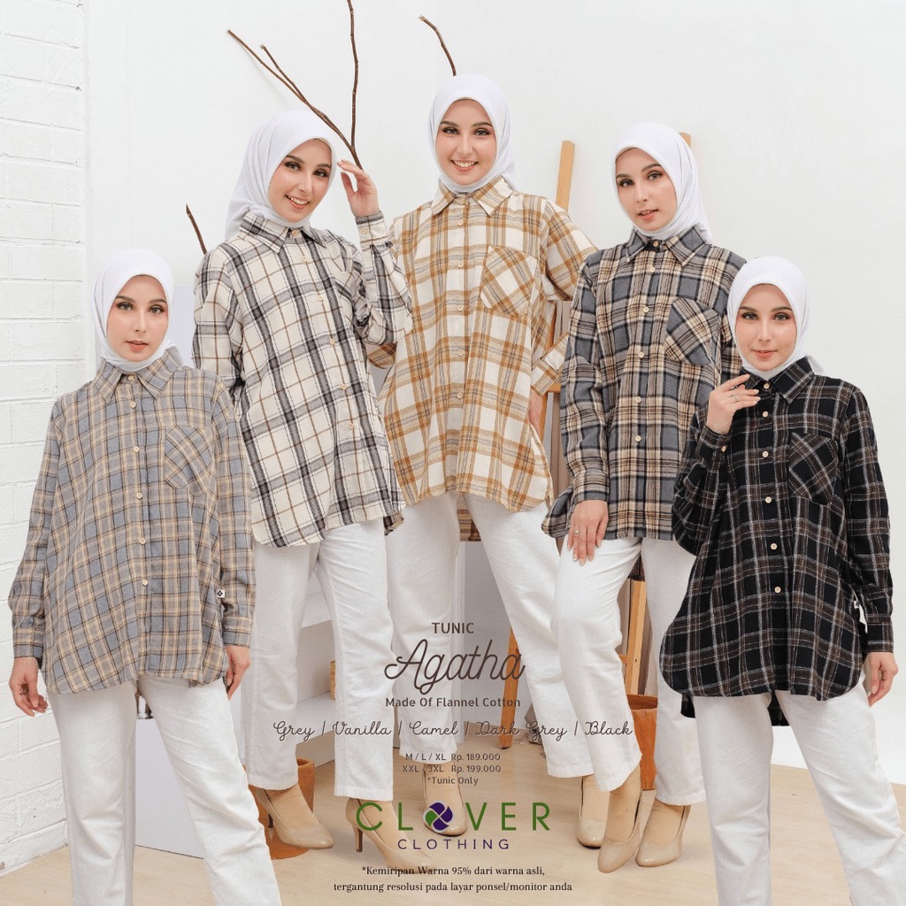 Jual Tunik Agatha Clover Clothing | Atasan Wanita Baju Tunic Busana Muslim Katun Flannel Premium ...