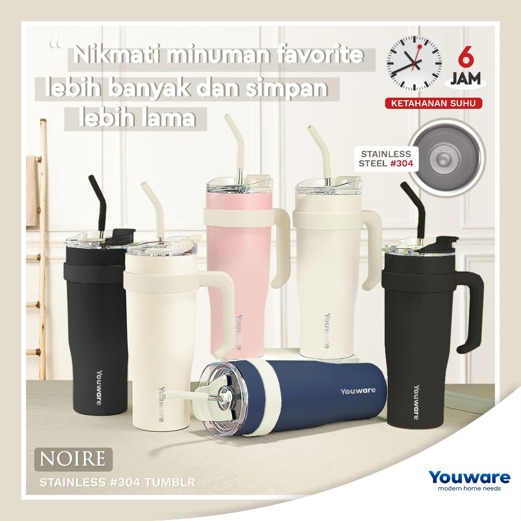Jual EH74R Youware - Noire Stainless Tumbler 1200 (ml) Hot and Cold BPA ...