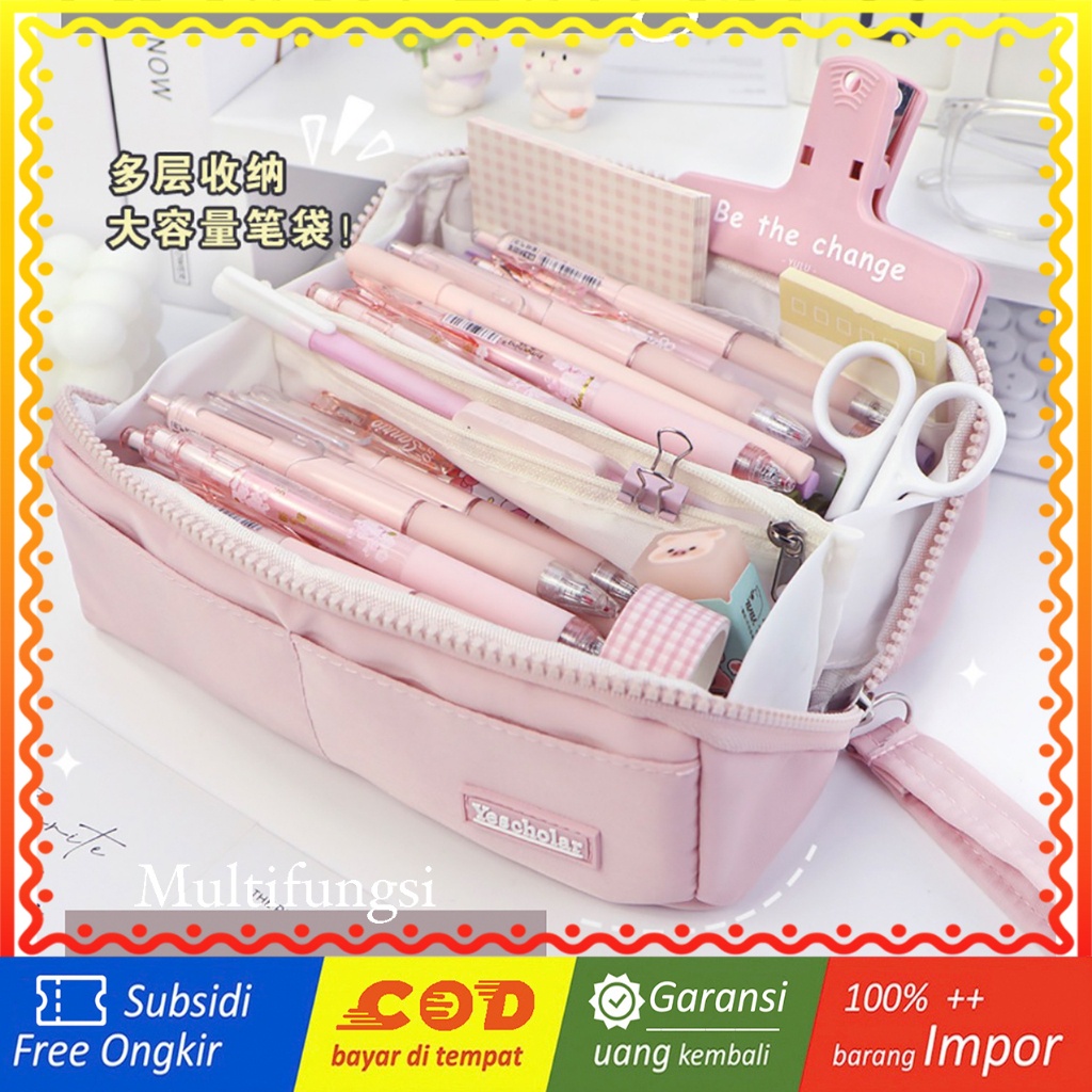 Jual TXS23 Korean Pen Pencil Case Jumbo Foldable Kotak Tempat Pensil ...