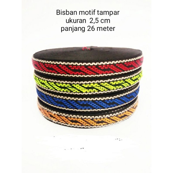 Jual bisban tali webbing motif tampar ukuran 2,5 cm 1 rol panjang 26 ...