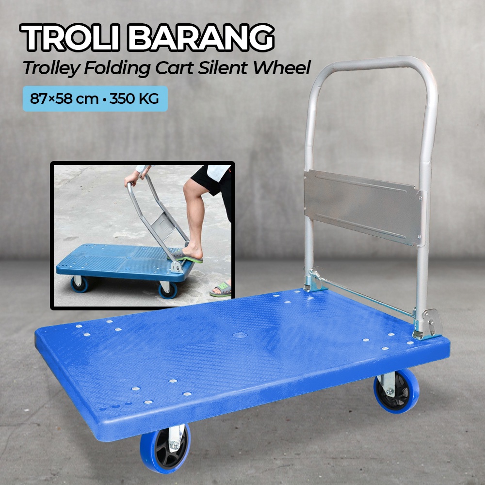 Jual Troli Barang Lipat Trolley Folding Cart Silent Wheel Tempat Galon Sembako Koper Dos Goods ...