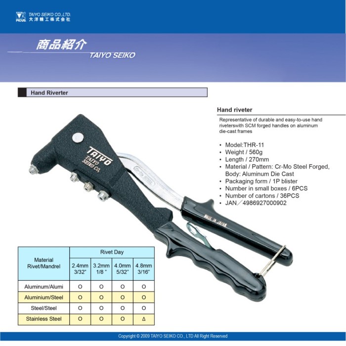 Jual PICUS HAND RIVETER THR 11 - TANG RIVET JAPAN | Shopee Indonesia