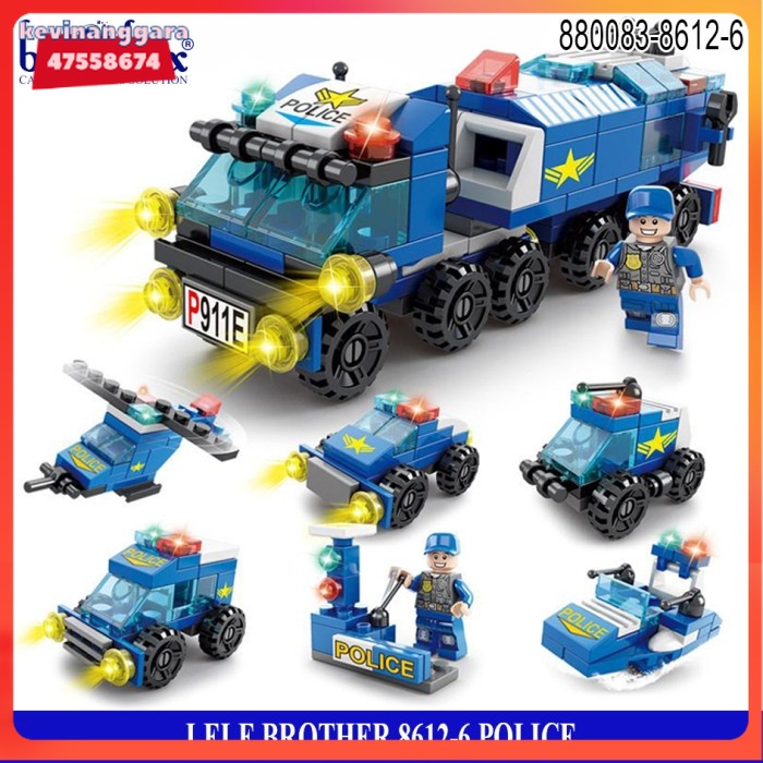 Jual Lele Block Brick 6in1 Police Kendaraan Polisi Mainan Balok Susun ...