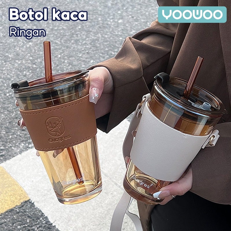 Jual YooWoo Tumbler Gelas Kaca / Gelas Minum / Gelas Aesthetic / Tumblr ...
