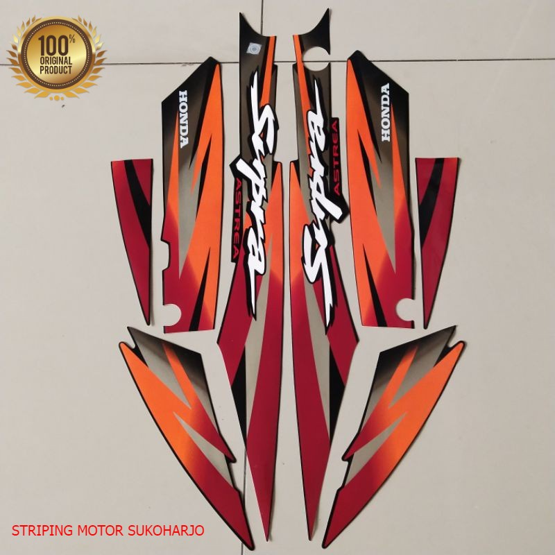 Jual (ORI) striping honda supra 110 1998 1999 hitam merah kualitas ...