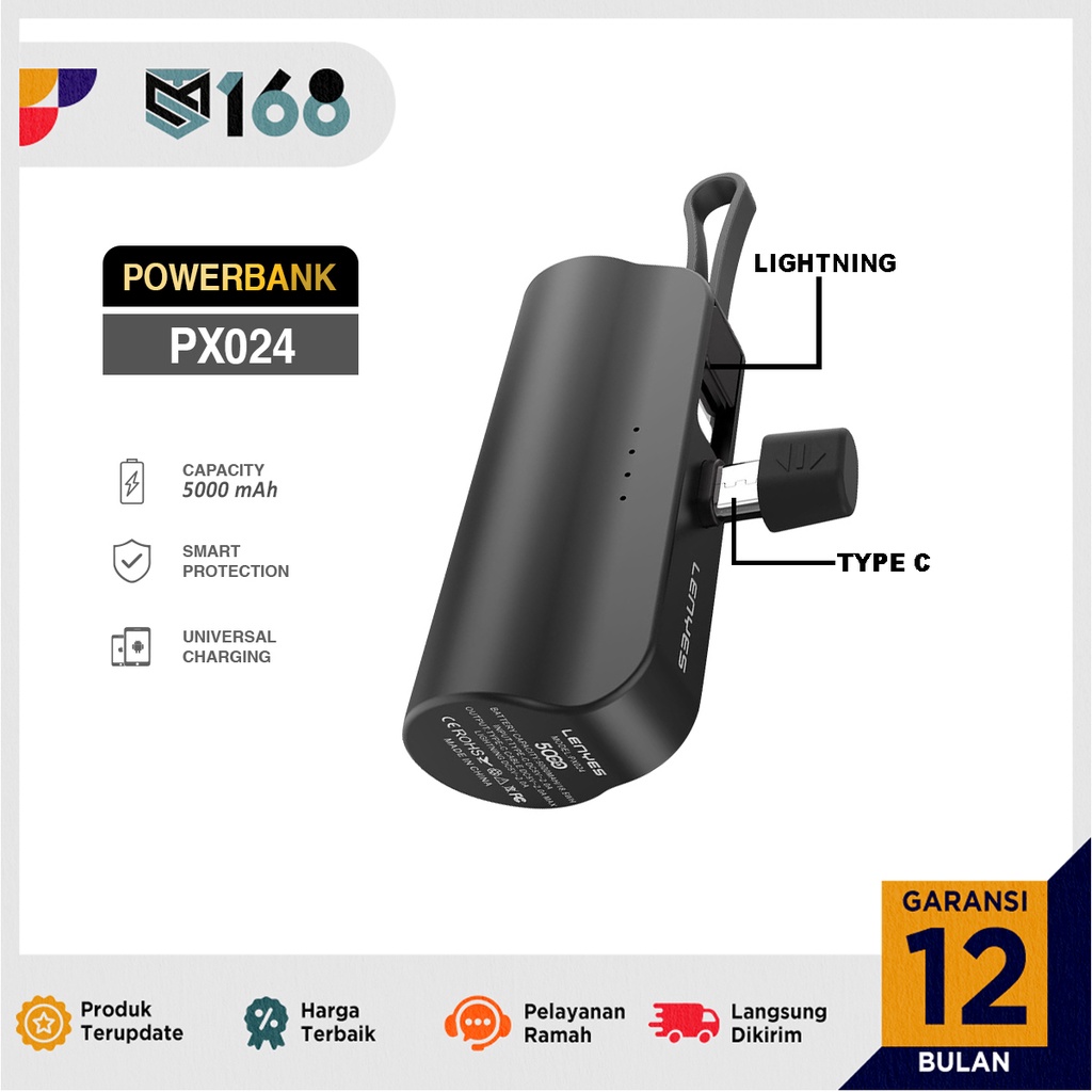 Jual Powerbank 5000mAh Lenyes PX024 Mini Portable Compact Type C Lightning | Shopee Indonesia