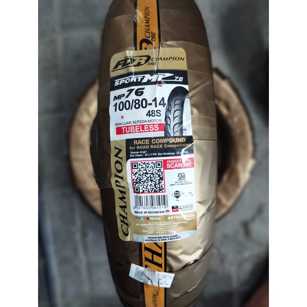Jual FDR Sport MP76 100 80 14 Tubeless Racing Soft Compound Champion ...