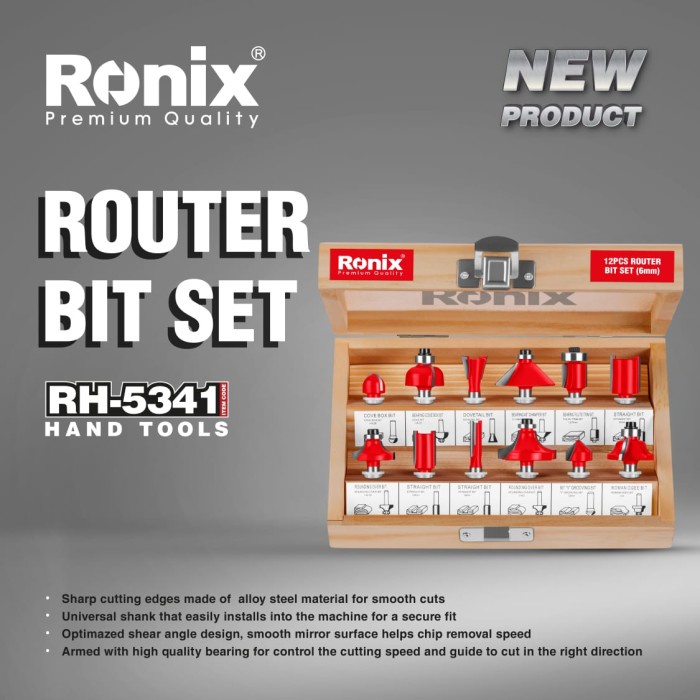 Jual Ronix Model RH-5341 Router Bit Set 12PCS | Shopee Indonesia