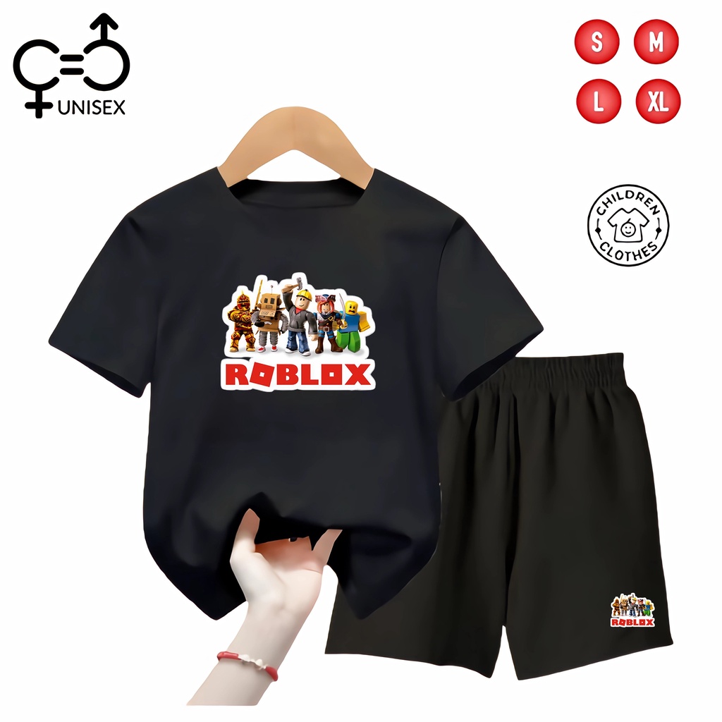 Jual GC - SETELAN Anak Unisex KAOS + Celana PENDEK Hitam - ROBLOX ...