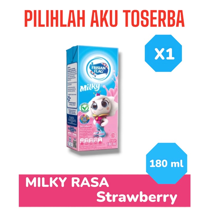 Jual Susu Frisian Flag MILKY STRAWBERRY 180 ml - ( HARGA 1 pcs ) | Shopee Indonesia