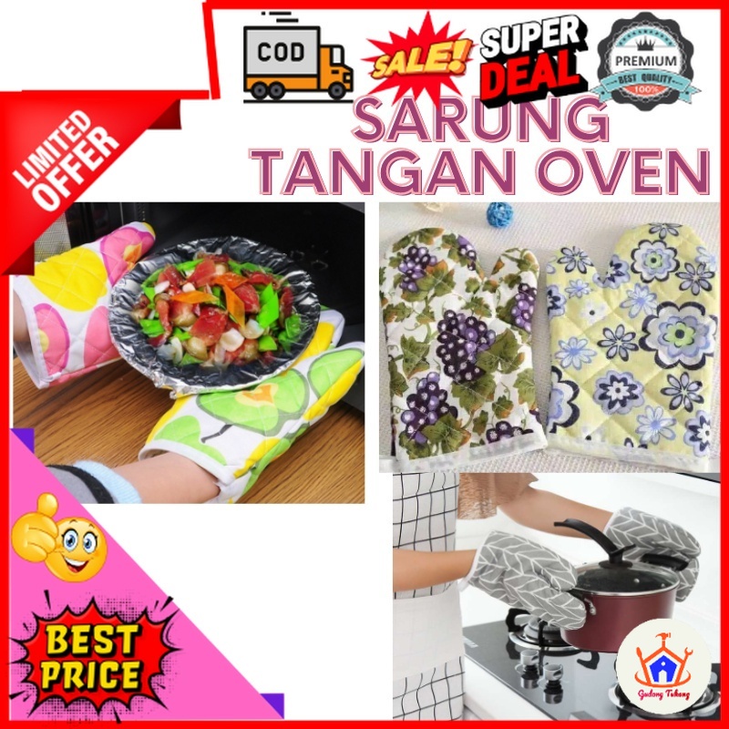 Jual Gudang Tukang Sarung Tangan Oven Microwave Kompor Tebal Anti Panas / Sarung Tangan Panci ...