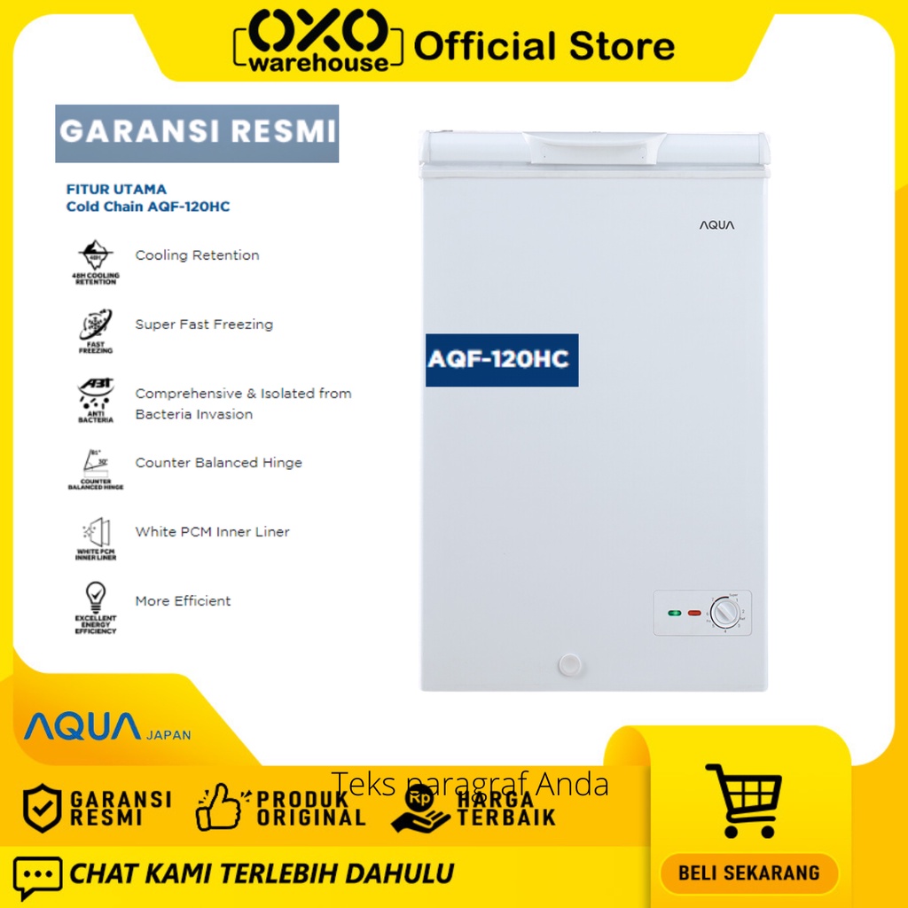 Jual AQUA Chest Freezer Box 100L AQF 120HC Low Watt Garansi Resmi ...