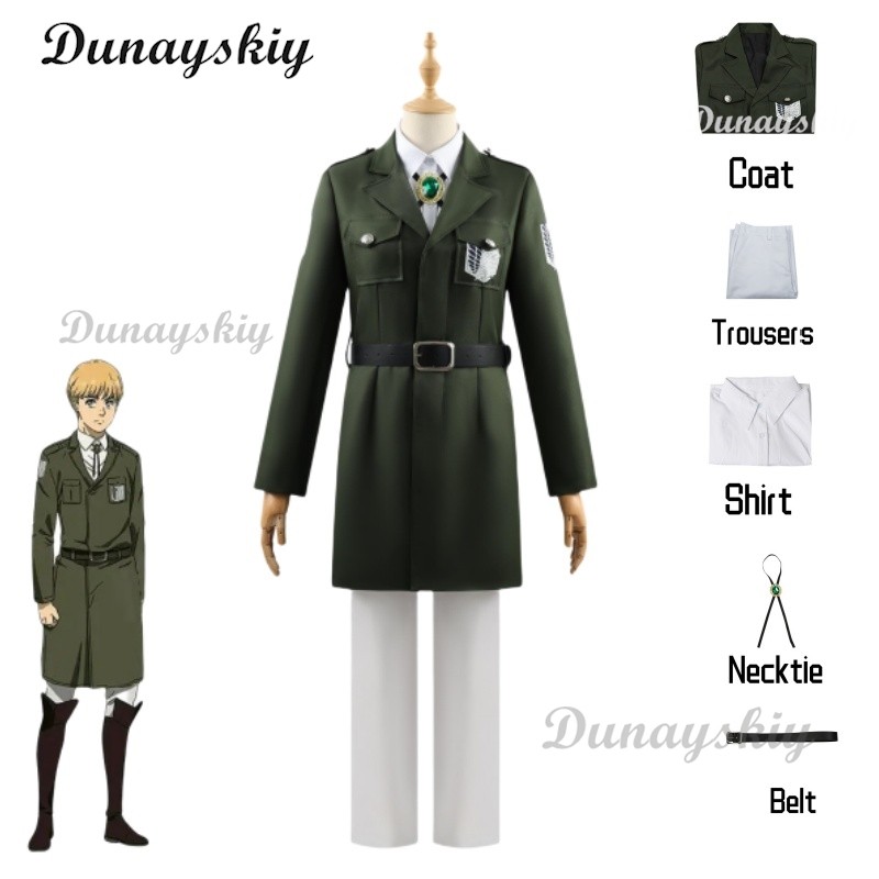 Jual Anime Eren Levi Mikasa Hange Cosplay Costume Scout Regiment Army ...